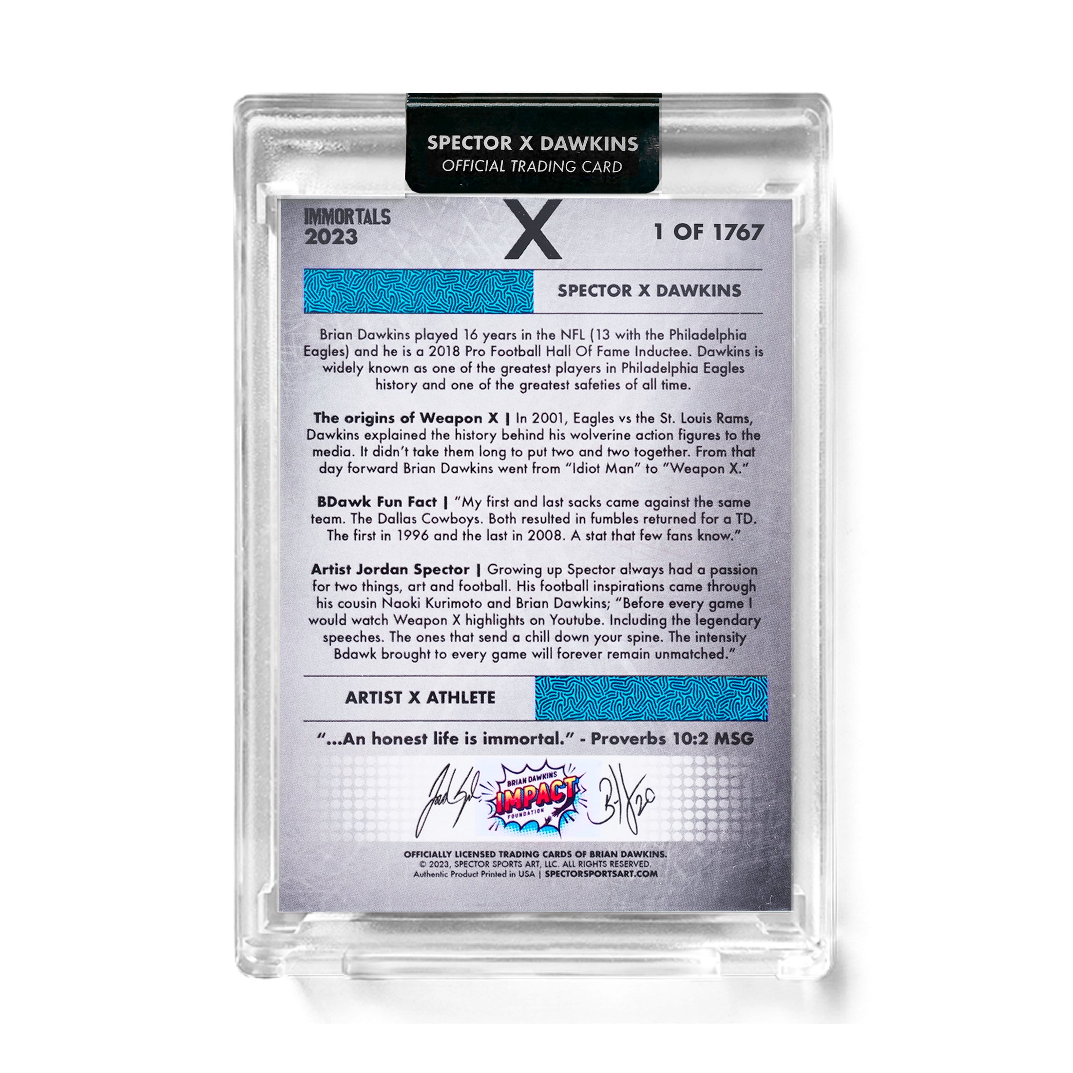 JORDAN SPECTOR X BRIAN DAWKINS - "RELENTLESS" - IMMORTALS™ TRADING CAR ...